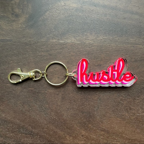 Accessories | Red Pink Hustle Keychain With Goldtone Hardware | Poshmark